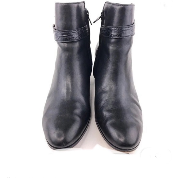 Shoes | Coach Paulina Black Leather Ankle Booties | Poshmark